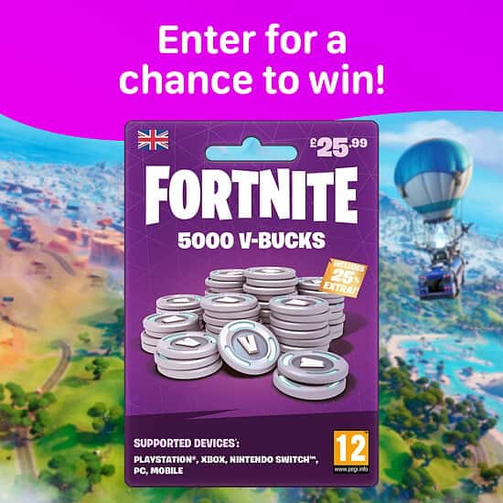 WIN this Fortnite 5000 V-Bucks Gift Card | Snizl Ltd Free Competition